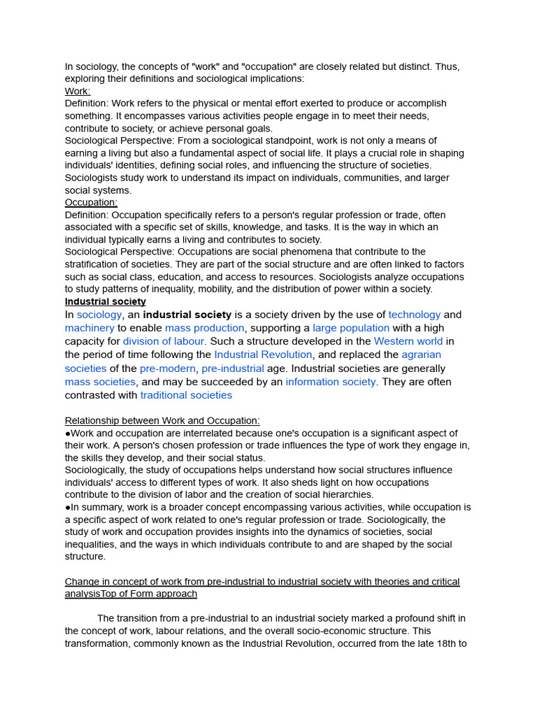 Work Occupation | PDF | Society | Working Class