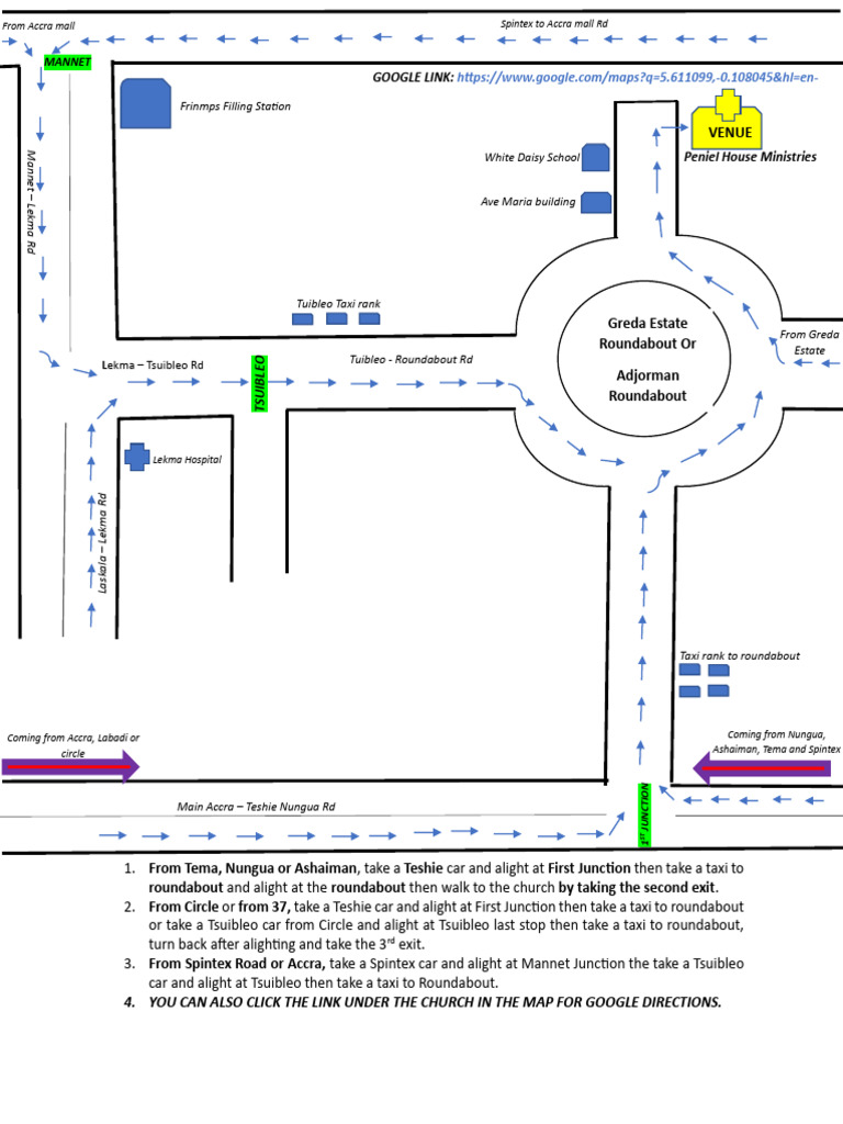 Peniel Directional Map 100 | PDF | Accra | Road