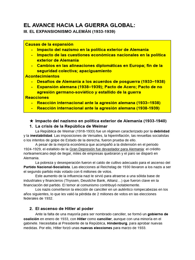 Expansionismo alemán y nazismo (1933-1939) | PDF | Alemania nazi ...