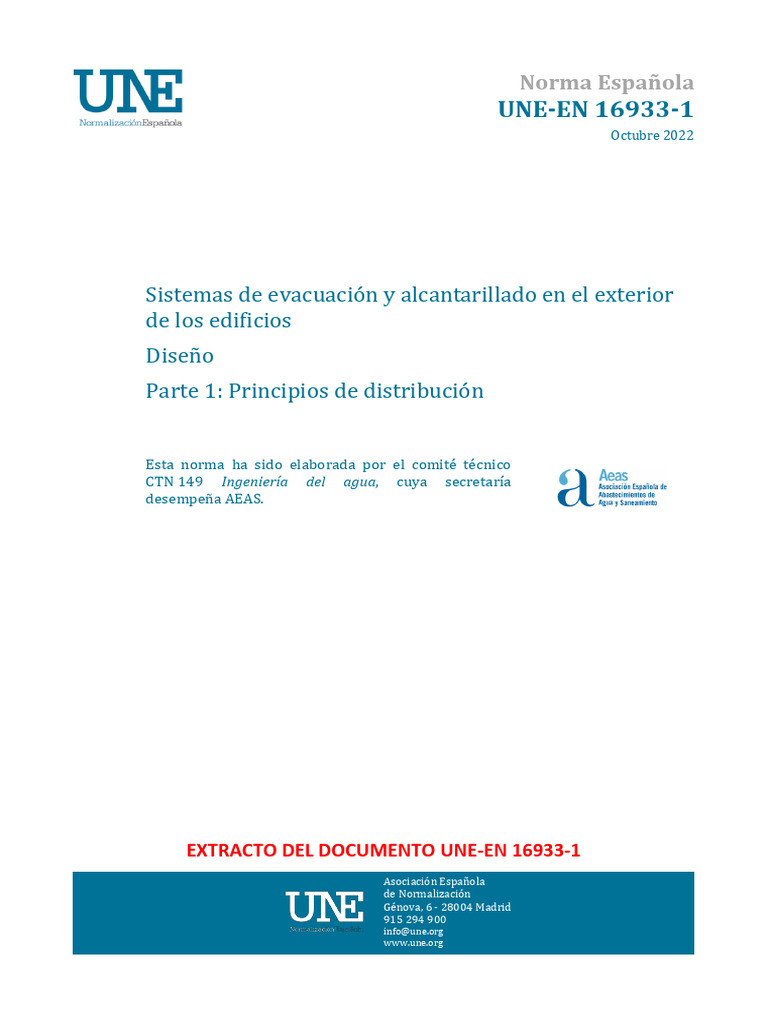 (Ex) Une en - 16933 1 2022 | PDF | Alcantarillado | Colector de aguas pluviales