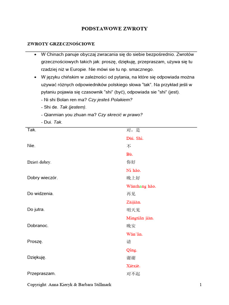 Zwroty Chinski | PDF