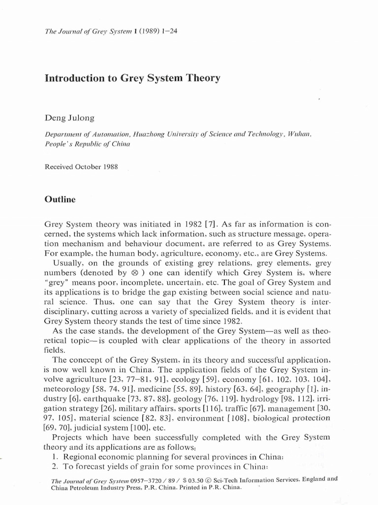 Grey System Theory Overview | PDF | Control Theory | Prediction