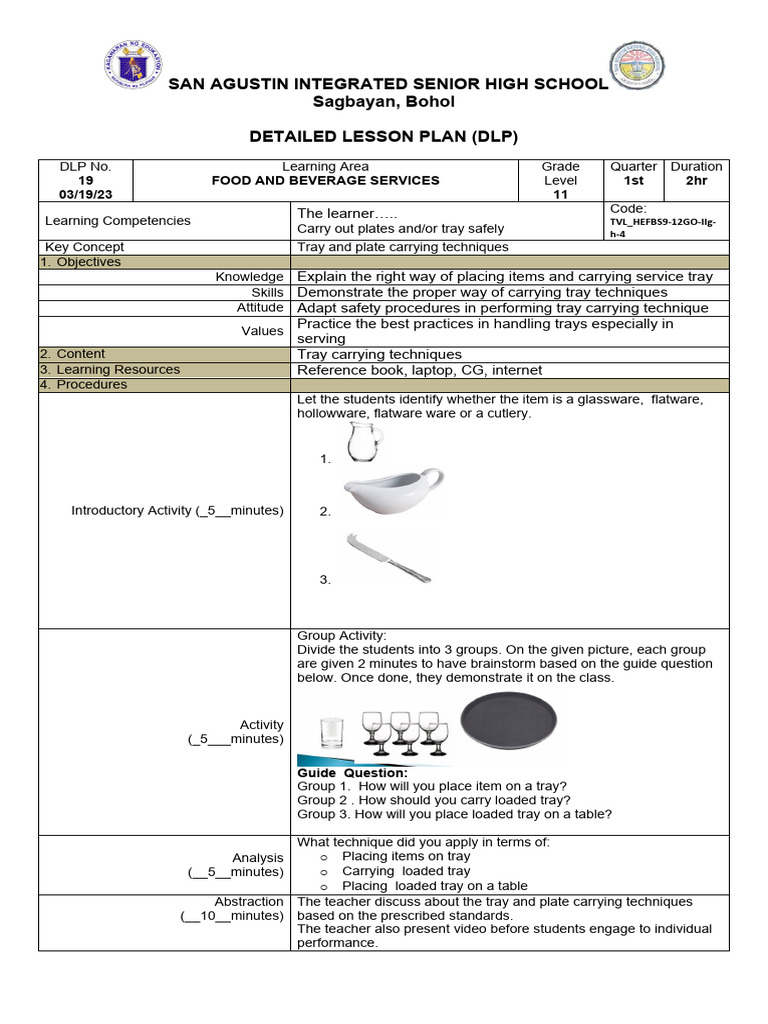 Tray and Plate Carrying Techniques | PDF | Learning | Tableware