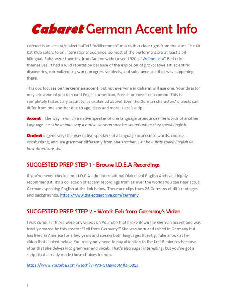 CABARET Accents | PDF | Art