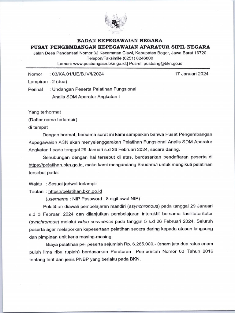 2024 Und - Pemanggilan Peserta Latfung Akt 1 | PDF