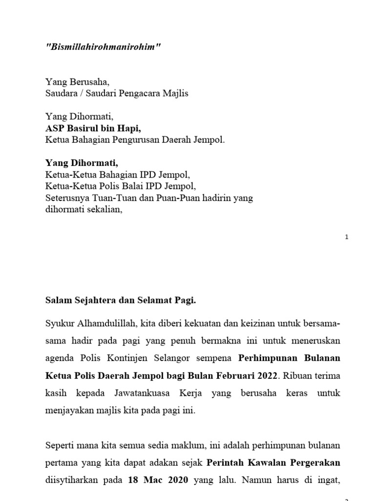 Perhimpunan Bulanan IPD Jempol | PDF