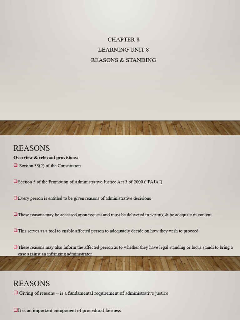 LU 8 - Reasons & Standing | PDF | Standing (Law) | Common Law