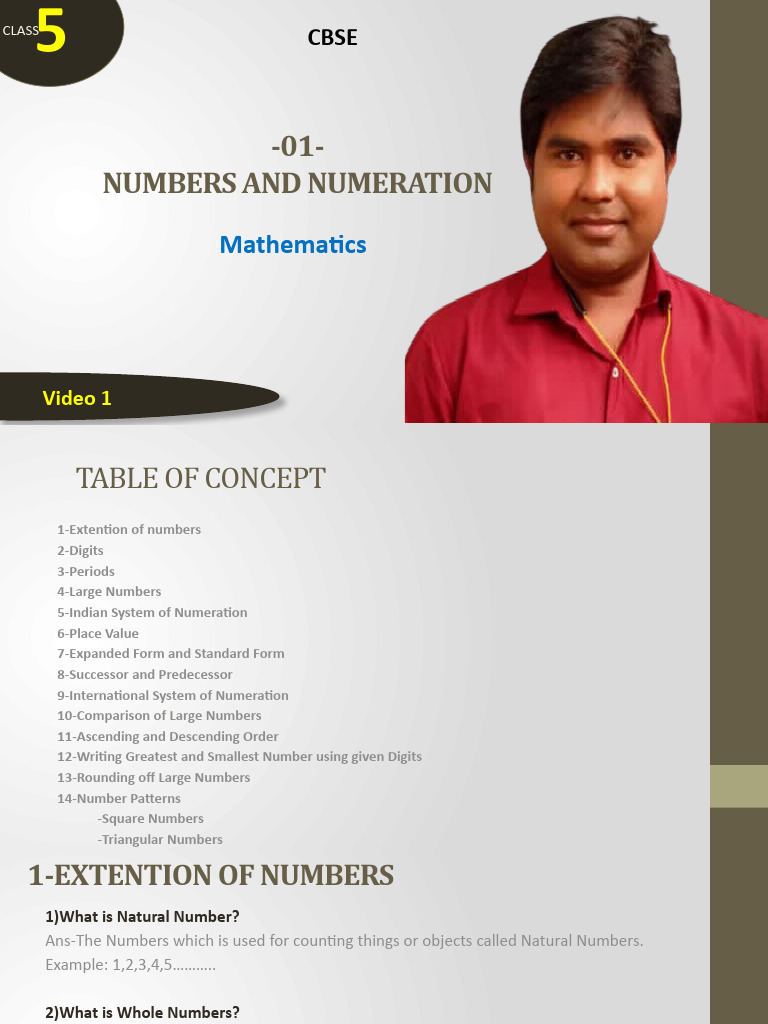 Class 5-Numbers and Numeration | PDF | Natural Number | Numbers