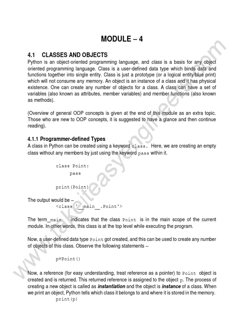 Module4 Classes&Objects | Download Free PDF | Object Oriented ... Module4 Classes&Objects | Download Free PDF | Object Oriented ...