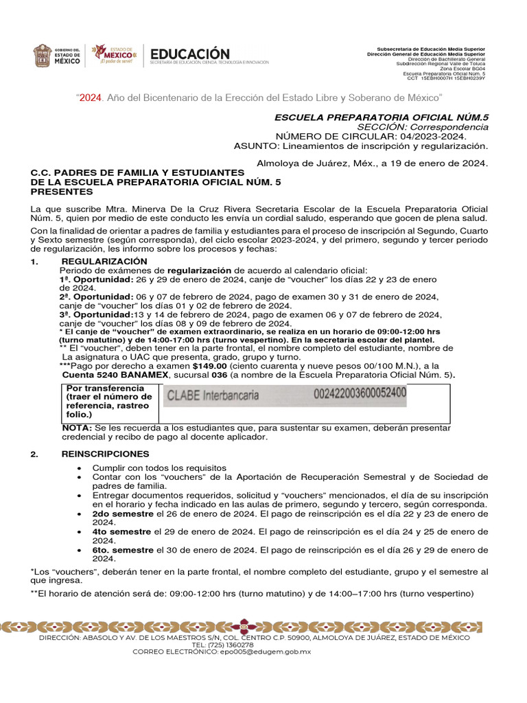 Circular Segundo Semestre. 2023-2024 | PDF | México Circular Segundo Semestre. 2023-2024 | PDF | México
