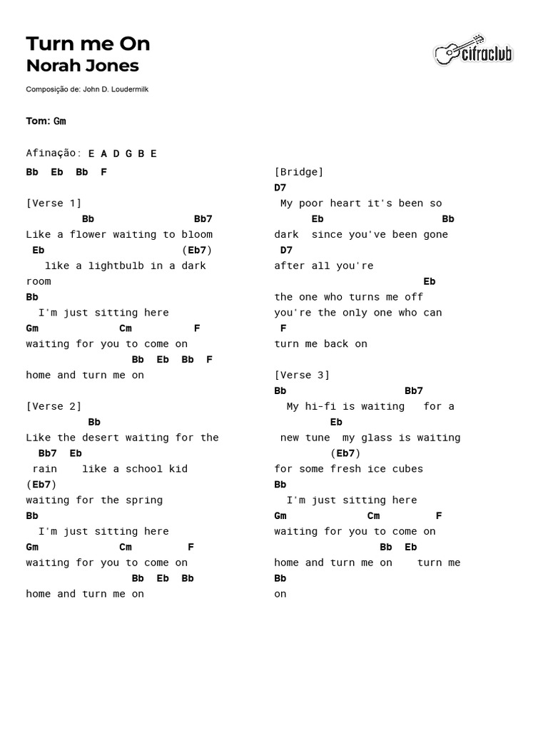 Turn Me On Chords & Lyrics Guide | PDF
