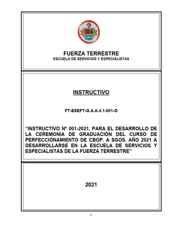 Instruc 001 Ceremonia Cbop A Sgos 2021 Pdf