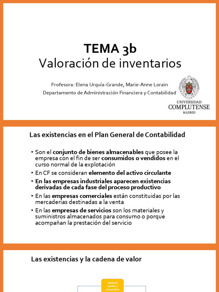 Tema 3b - Las Existencias en El Proceso Productivo | PDF | Contabilidad | Contabilidad de gestión