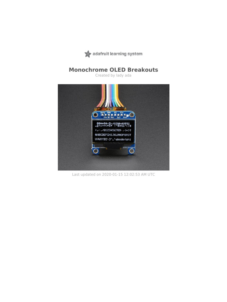 Monochrome Oled Breakouts | PDF | Arduino | Python (Programming Language)