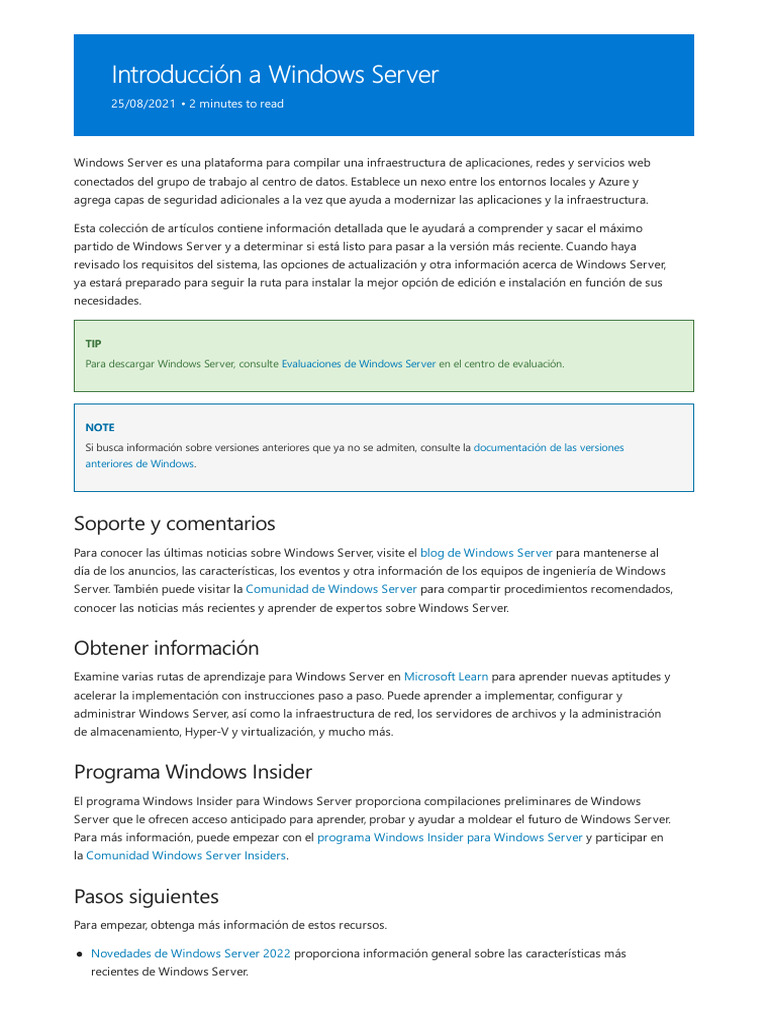 Introduccion_a_Windows_Server_2022 | PDF | Microsoft Azure | Microsoft Windows