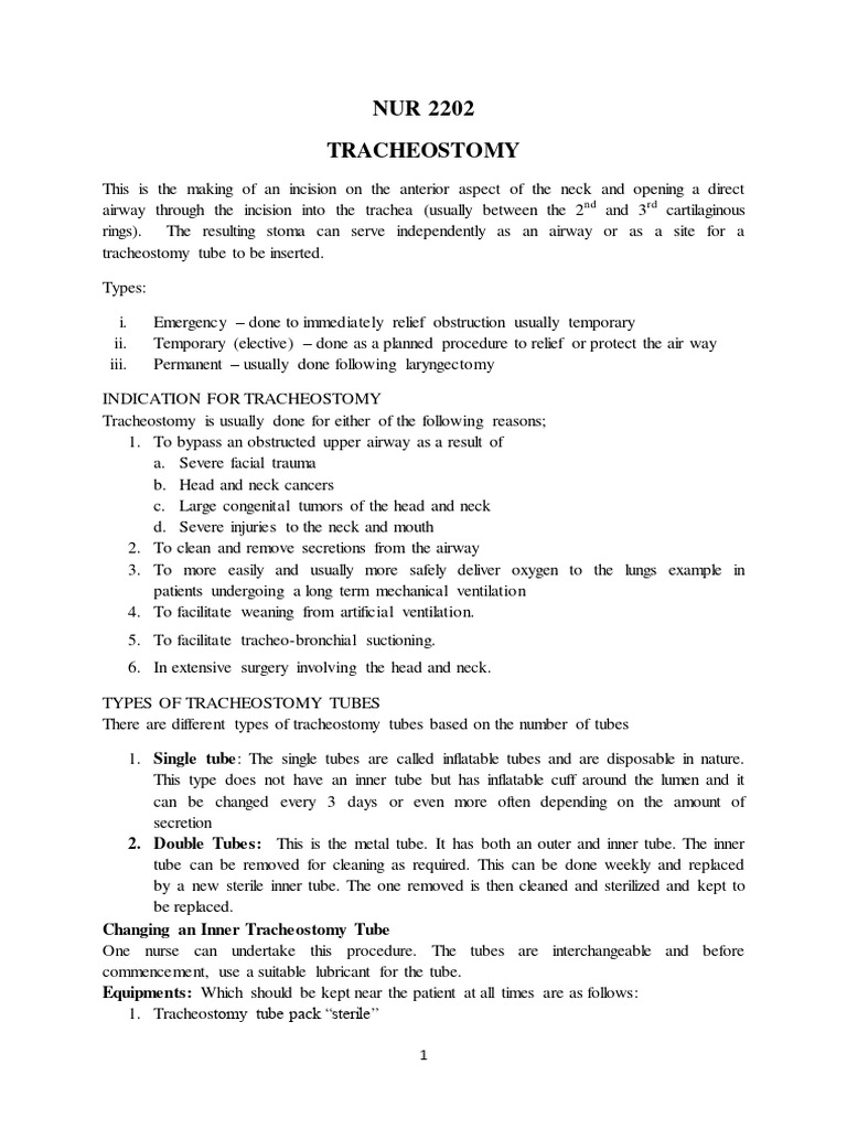 TRACHEOSTOMY | PDF | Medical Specialties | Diseases And Disorders