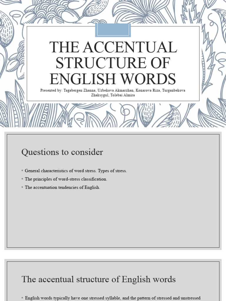 WE) The Accentual Structure of English Words | Download Free PDF ...