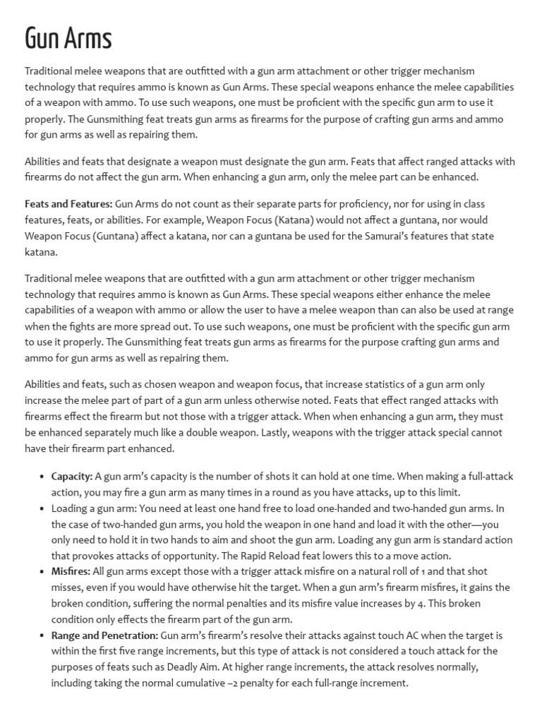Gun Arms - Final Fantasy d20 | PDF | Firearms | Ammunition