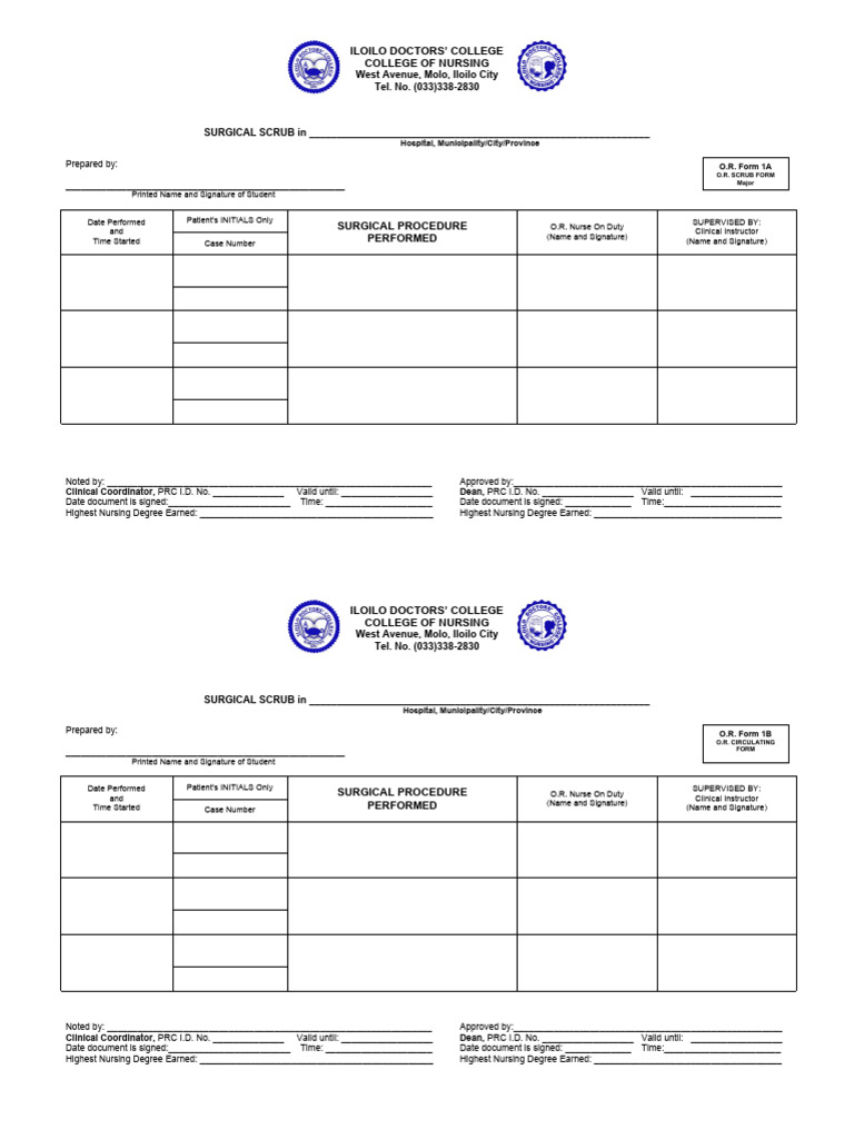 Scrub Forms | PDF | Nursing | Childbirth