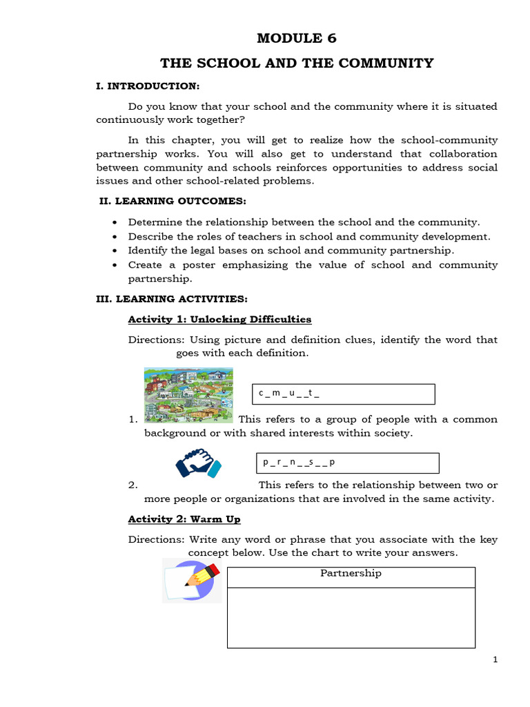 M6 The School The Community | PDF | Career & Growth | Business
