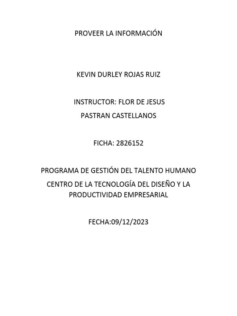 Proveer La Información | PDF
