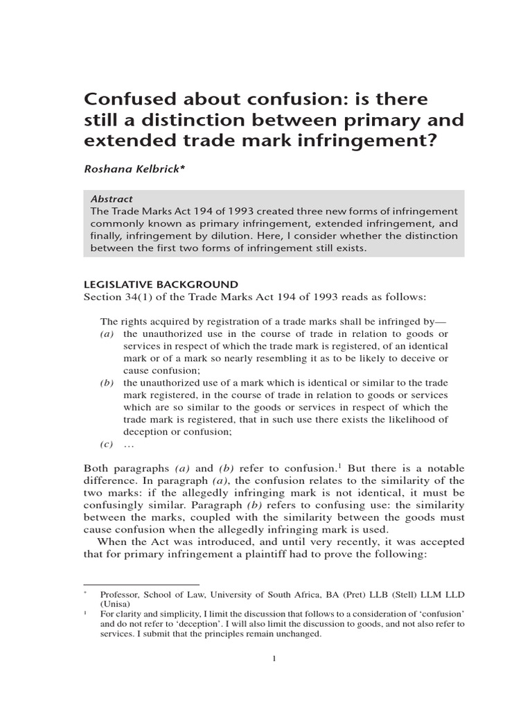 Primary and Secondary Infringement | PDF | Trademark | Trademark ...