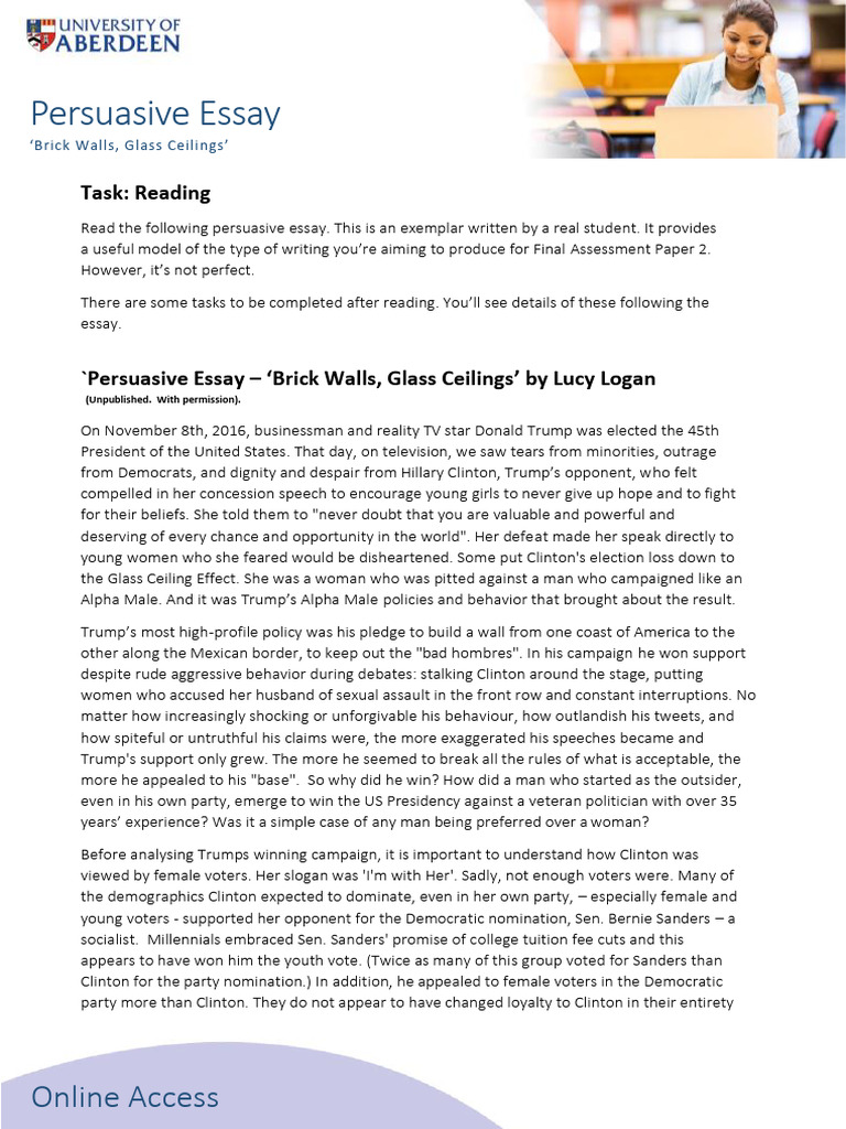 Persuasive Essay - Brick Walls, Glass Ceilings | PDF | Hillary Clinton ...