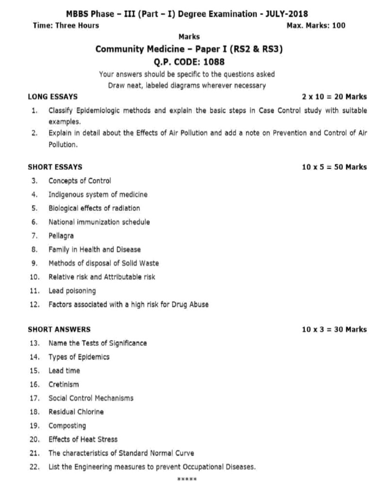 PSM 5 Years Paper | PDF