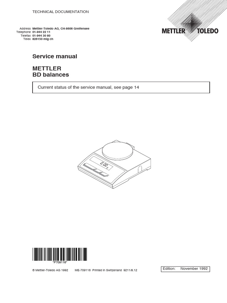BD Service Manual | Download Free PDF | Weight | Calibration