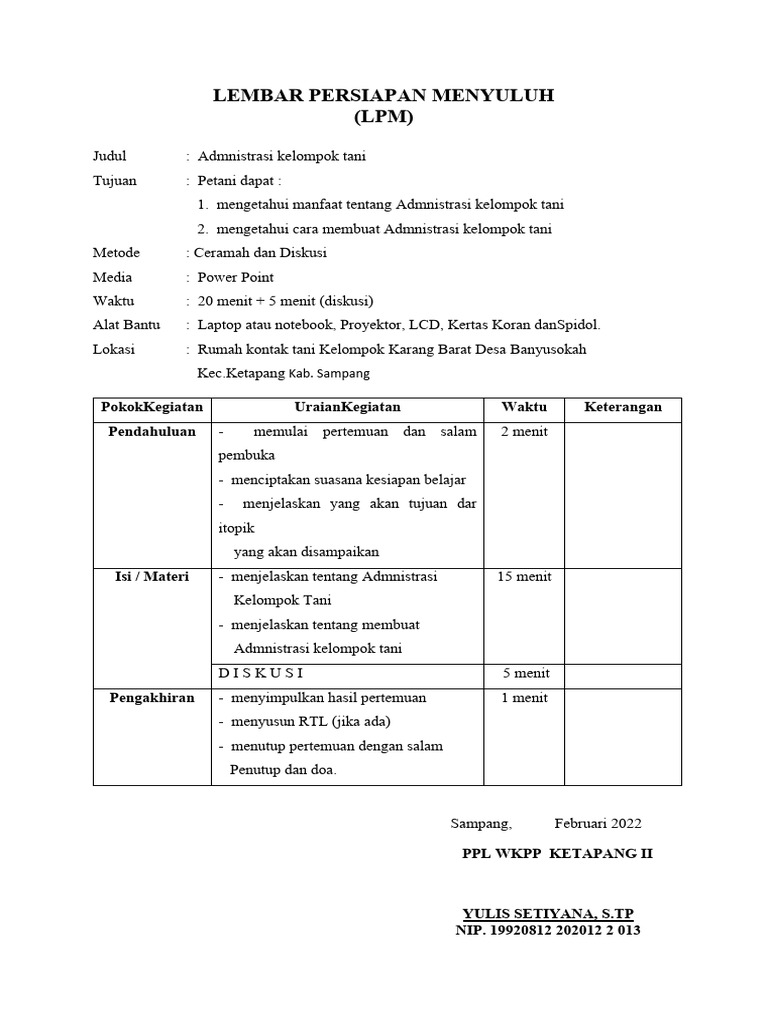 Administrasi Kelompok Tani Efektif | PDF