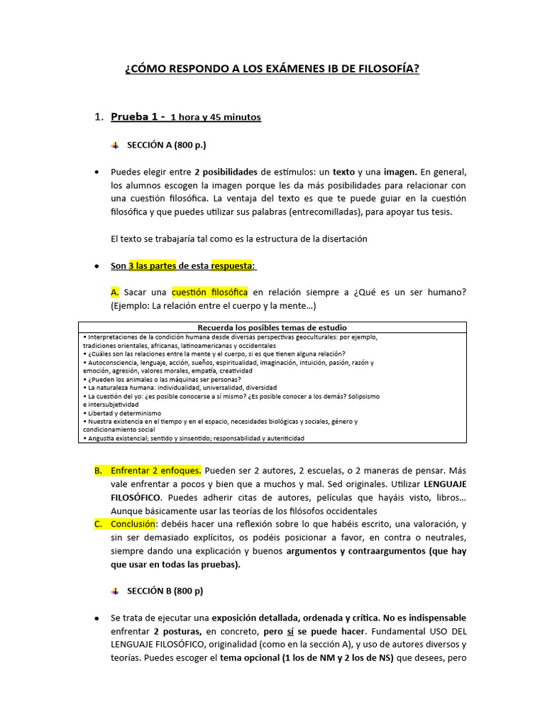 Consejos para Las Pruebas IB - Nivel Medio | PDF | Mente | Pensamiento