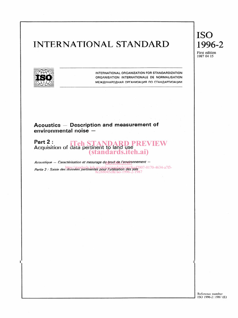 Iso 1996 2 1987 | Download Free PDF | International Organization For Standardization | Noise