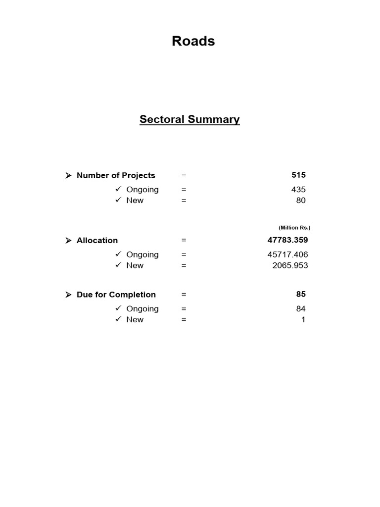 ADP 2022-23 Road Sector | PDF