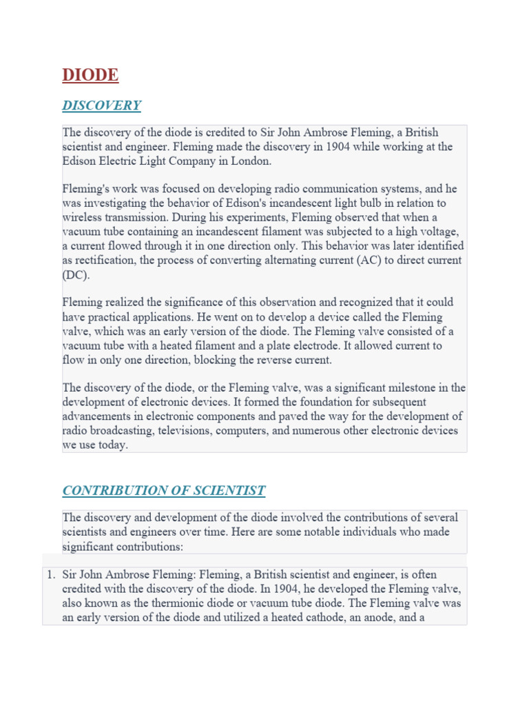 physics DIODE | PDF | Rectifier | Diode