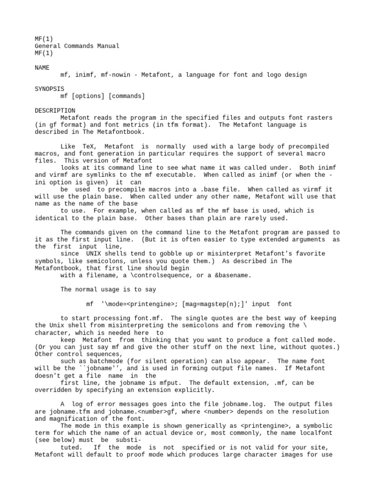 MF | PDF | Te X | Typefaces