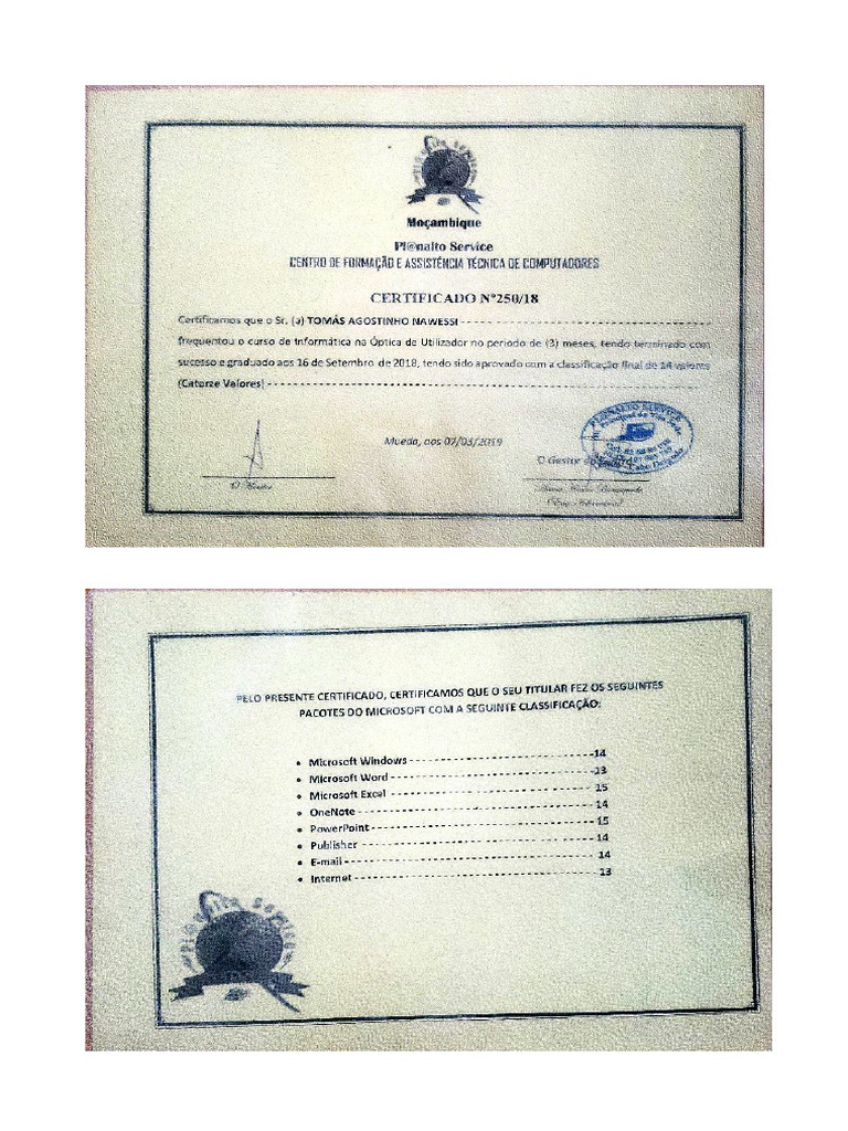 Certificado de Informática | PDF