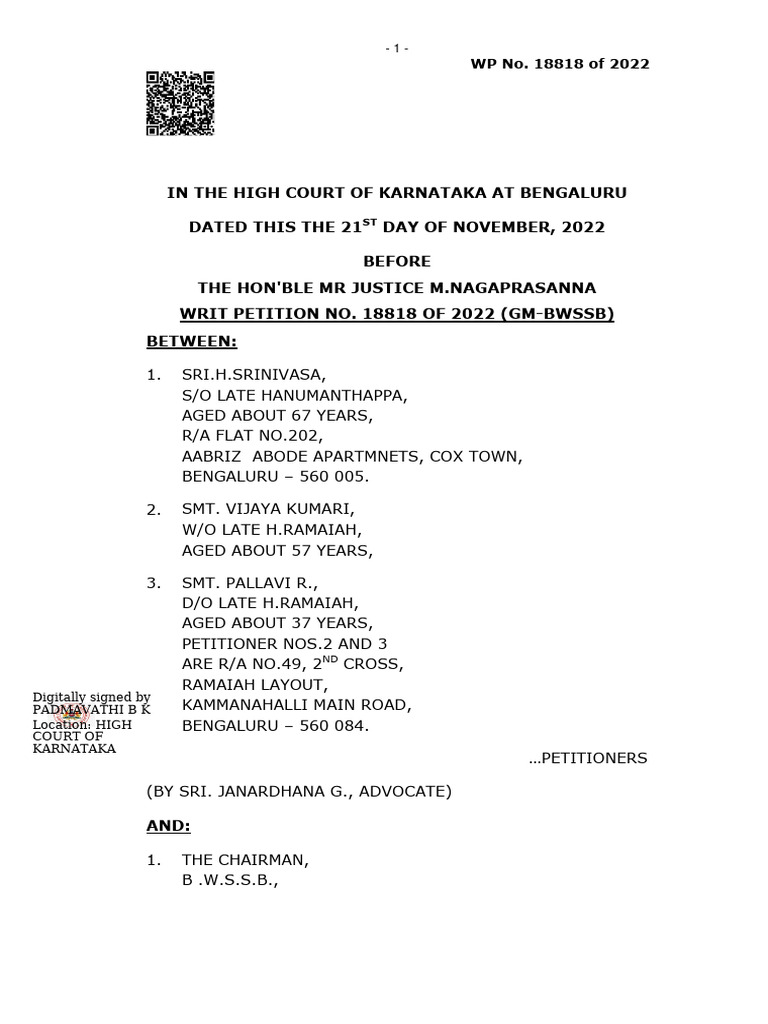 WATER_BWSSB | PDF | Mandamus | Government Institutions