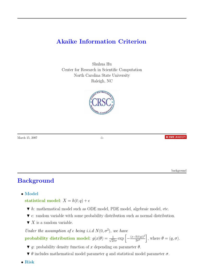 Akaike AIC Criterion. | PDF