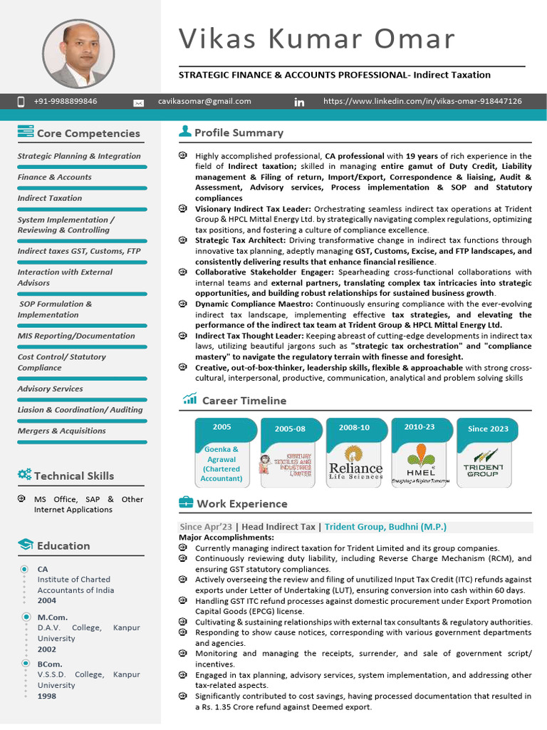 Resume Vikas Kumar Omar | PDF | Taxes | Value Added Tax