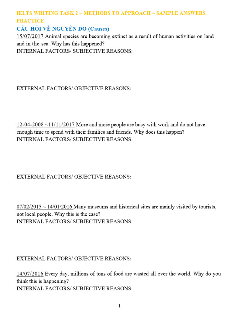WT2 - METHODS TO APPROACH - PRACTICE - Sample Answers | PDF | Experiment | Vietnam
