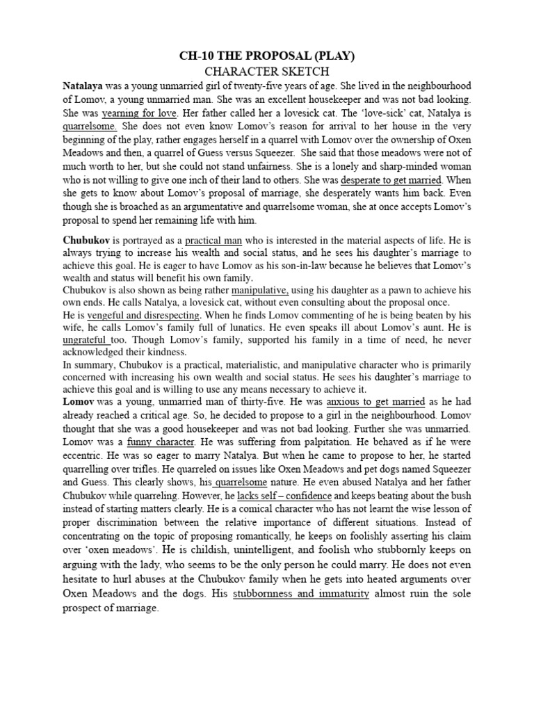 The Proposal - Character Sketch | PDF