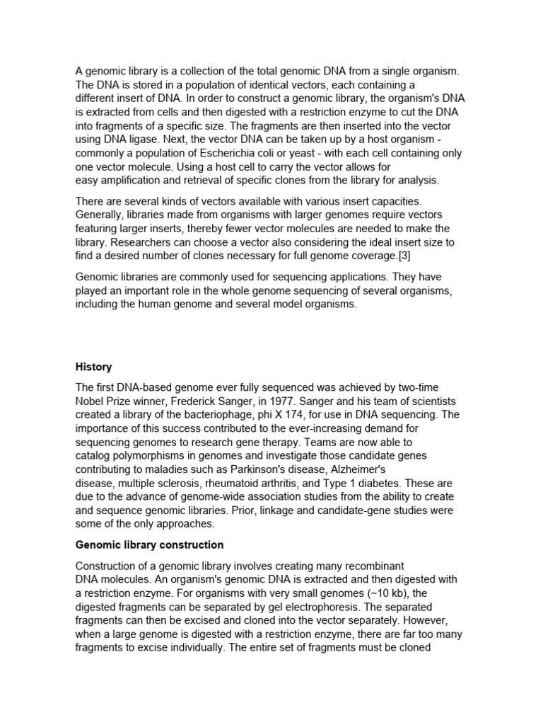 A Genomic Library | PDF | Plasmid | Molecular Cloning