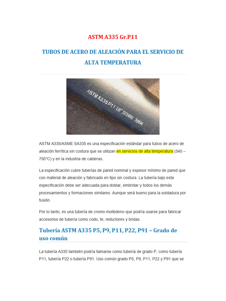 Astm A333 y Astm A335 | PDF | Acero | Tubería (transporte de fluidos)
