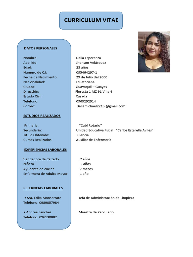 Dalia Jhonson Curriculum | PDF