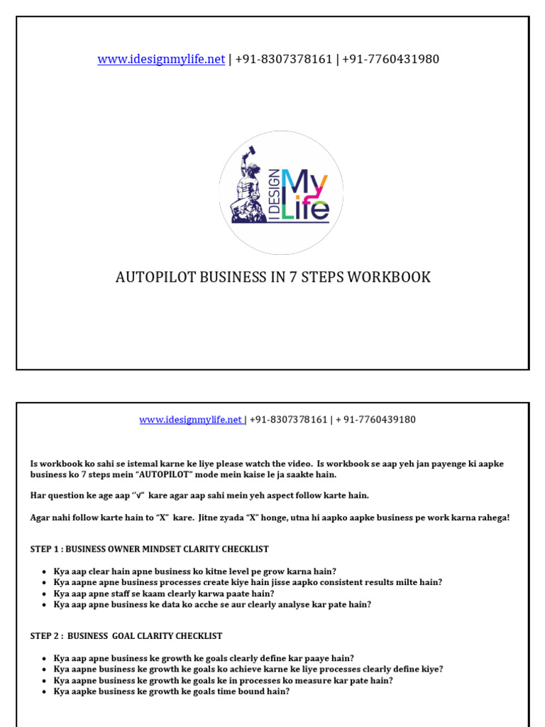 Autopilot Business in 7 Steps Workbook | PDF | Business | Economies