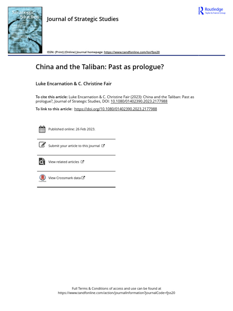 China and The Taliban | PDF | Taliban | Afghanistan