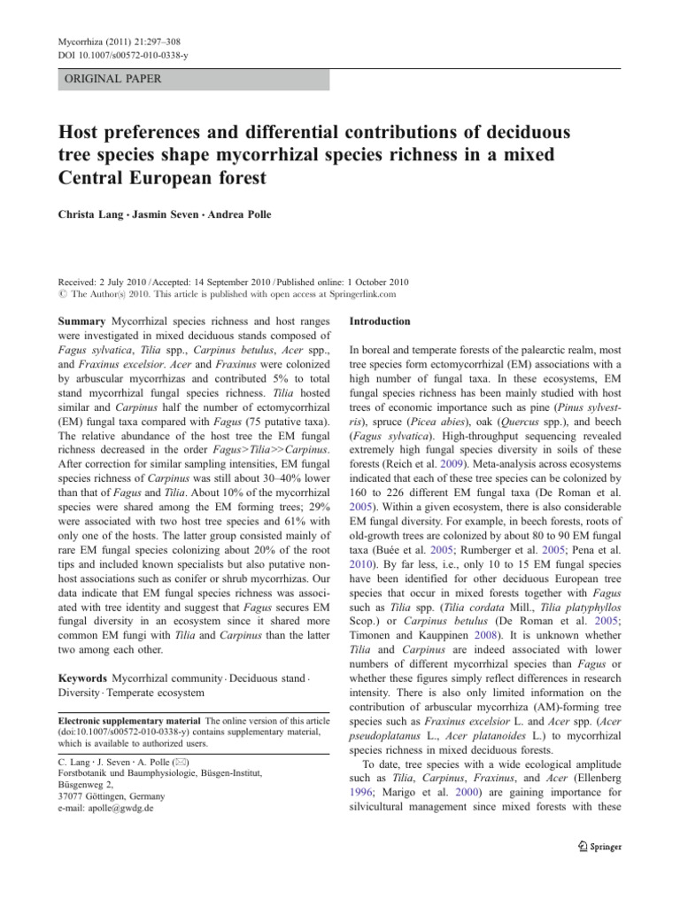 Host Preferences and Differential Contributions of Deciduous | PDF ...