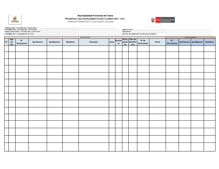 Formato Pca Comedores | PDF | Informática