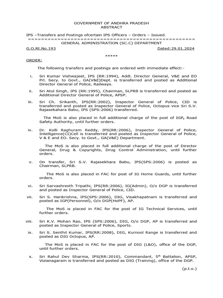 IPS-Transfers and Postings | PDF | Criminal Justice | Crime & Violence