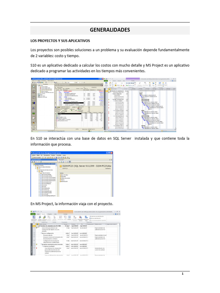 Generalidades: Los Proyectos Y Sus Aplicativos | PDF | Presupuesto | Servidor SQL de Microsoft